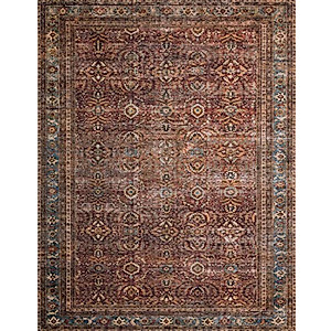 Loloi II Layla Collection LAY-01 Brick/Blue, Traditional 2'-3" x 3'-9" Accent Rug