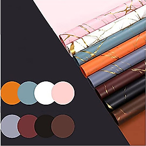 Xshelley (24 sheets marbled flower wrapping paper 8-color flower shop bouquets, DIY crafts, gift packaging or gift box packaging, waterproof flower wrapping paper 23X23 inches