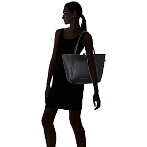 A|X ARMANI EXCHANGE womens Reversible Pebbled Tie Eco Leather Tote Bag, Black/Gold-black/Gold, One Size US