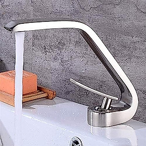 Kitchen Taps Kitchen Tap Faucet Basin Faucet Brass Cold and Warm Brush Nickel Bath Faucet Washbasin Mixer Tap Single-Lever Single Hole Faucet