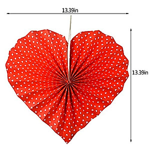 20pcs Valentines Day Decorations Set, Valentines Red Heart Paper Fans, Red Hearts Shaped Felt Garland Banner, Red Paper Pompoms Valentines Accessories for Valentines Anniversary Wedding Mother Day