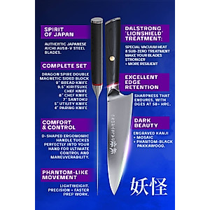 DALSTRONG Knife Block Set - 6-Piece - Magnetic Knife Stand - Phantom Series - Japanese High-Carbon AUS8 Steel - Knife Kitchen Set - Pakkawood Handle