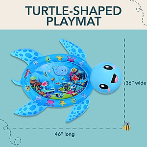MAGIFIRE Tummy Time Water Mat for Infants 3-12 Months Old, Sea Turtle Measures 36 Inches x 46 Inches, Water Mat for Babies, BPA-Free, Tummy Time Toys