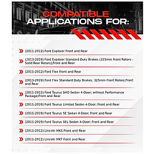 R1 Concepts Front Rear Brakes and Rotors Kit |Front Rear Brake Pads| Brake Rotors and Pads| Ceramic Brake Pads and Rotors |fits 2011-2019 Ford Explorer, Flex, Taurus, Lincoln MKS, MKT