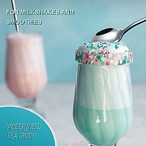 Hiware 9-Inch Long Handle Iced Tea Spoon, Coffee Spoon, Ice Cream Spoon, Stainless Steel Cocktail Stirring Spoons, Set of 4