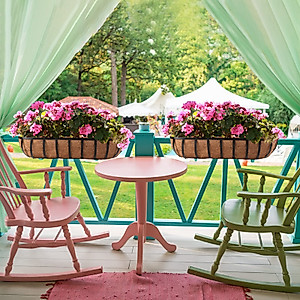 Harmiden 4 Pcs 30“ Window Box Deck Railing Planter with Coco Liner for Outdoor Balcony Porch Fence Patio Rail