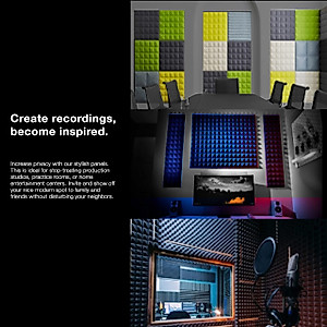 Fstop Labs Acoustic Foam Panels 12" X 12" X 2" Acoustic Foam Sound Absorbing Panel, Studio Wedge Tiles, Sound Panels wedges Soundproof Foam Sound Insulation Absorbing