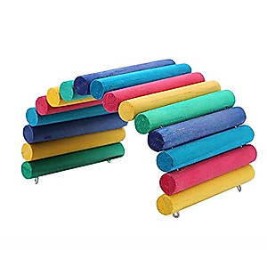 Pet Hamster Bridge Toy, Wooden Colorful Ladder Climbing Pet Cage Accessories Chewing Toy for Chinchilla Ferret Rodents Small Animals