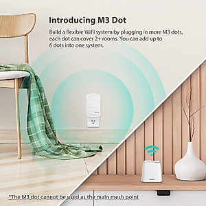 Meshforce M3 Mesh WiFi System (4 Pack), Up to 6000 sq.ft （8+ Rooms） Whole Home Coverage, WiFi Router Replacement, Parental Control, Plug-in Design (1 WiFi Point & 3 Dots)