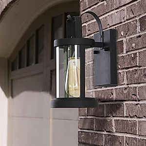Zziyj Outdoor Waterproof Wall Sconce Exterior Wall Mount Rustic Farmhouse Wall Lanterns Black Porch Light with Clear Glass Shade for Home Patio Garden Garage Lighting