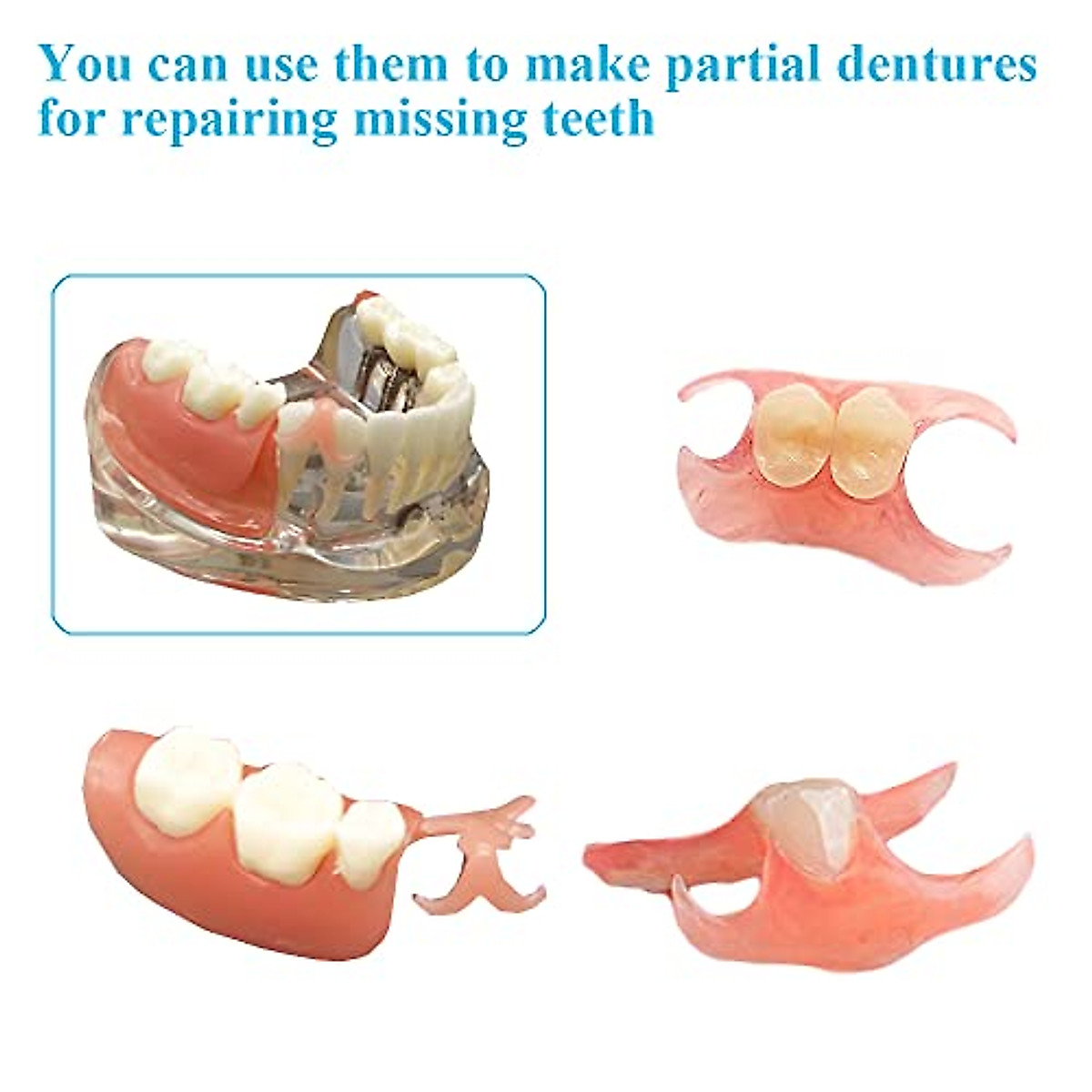 Denture Material Kit for Repair Missing Teeth or DIY Full Denture Fake Teeth (Gum Material and Resin Teeth)