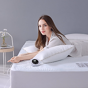 Full Size Electric Heated Mattress Pad 10 Heat Settings Single Control with Memory Timer for 1-12 Hours Auto Off, Lighted Button