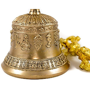 Singing Bowl Nepal Tibetan Buddhist Meditation Bell And Dorje Set - Dharma Objects Bell Of Enlightenment From Nepal 7 Inches