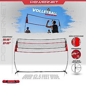 PowerNet Freestanding Volleyball Warm Up Net | Portable Design for Indoor Or Outdoor Use | Foldable One Piece Quick Setup Frame | Great for Hitting Serving Drills Small Scrimmage Or 1 On 1 Game
