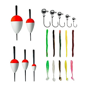Fishing Bobbers Kit Slip Floats Set Rig Jig Heads Hook Soft Lures Adjustable Popping Cork Fishing Tackle Gear
