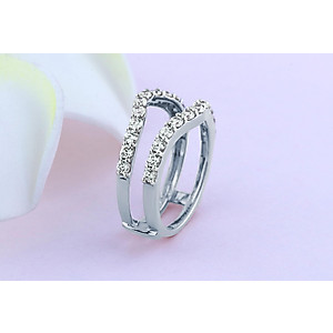 Dazzlingrock Collection 1.65 Carat (ctw) Round Cubic Zirconia Wedding Enhancer Guard Ring for Women in 10K White Gold Size 8