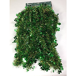 St Patrick Day Green Garland Shamrocks Party Garland -15 Feet Long (Green/Gold Green Clovers)