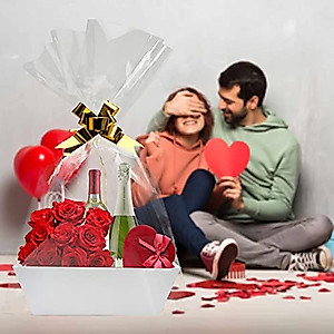 Basket For Gifts Empty, 5 Pk White Empty Gift Baskets To Fill, Sturdy Cardboard Tray With Handles, Large Gift Baskets Empty Bulk For Beautiful Gifts, Christmas, Easter, Bridesmaid, Wedding