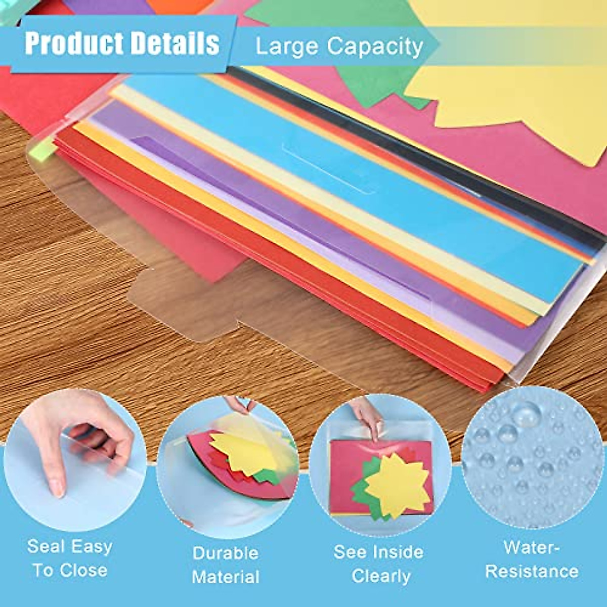 80 Pcs Scrapbook Paper Storage Organizer 12 x 12'' Waterproof Individual Top Loading Files with 100 Sticky Index Tabs Scrapbook Paper Storage for Holding Scrapbook Paper Cardstock Vinyl File Photos