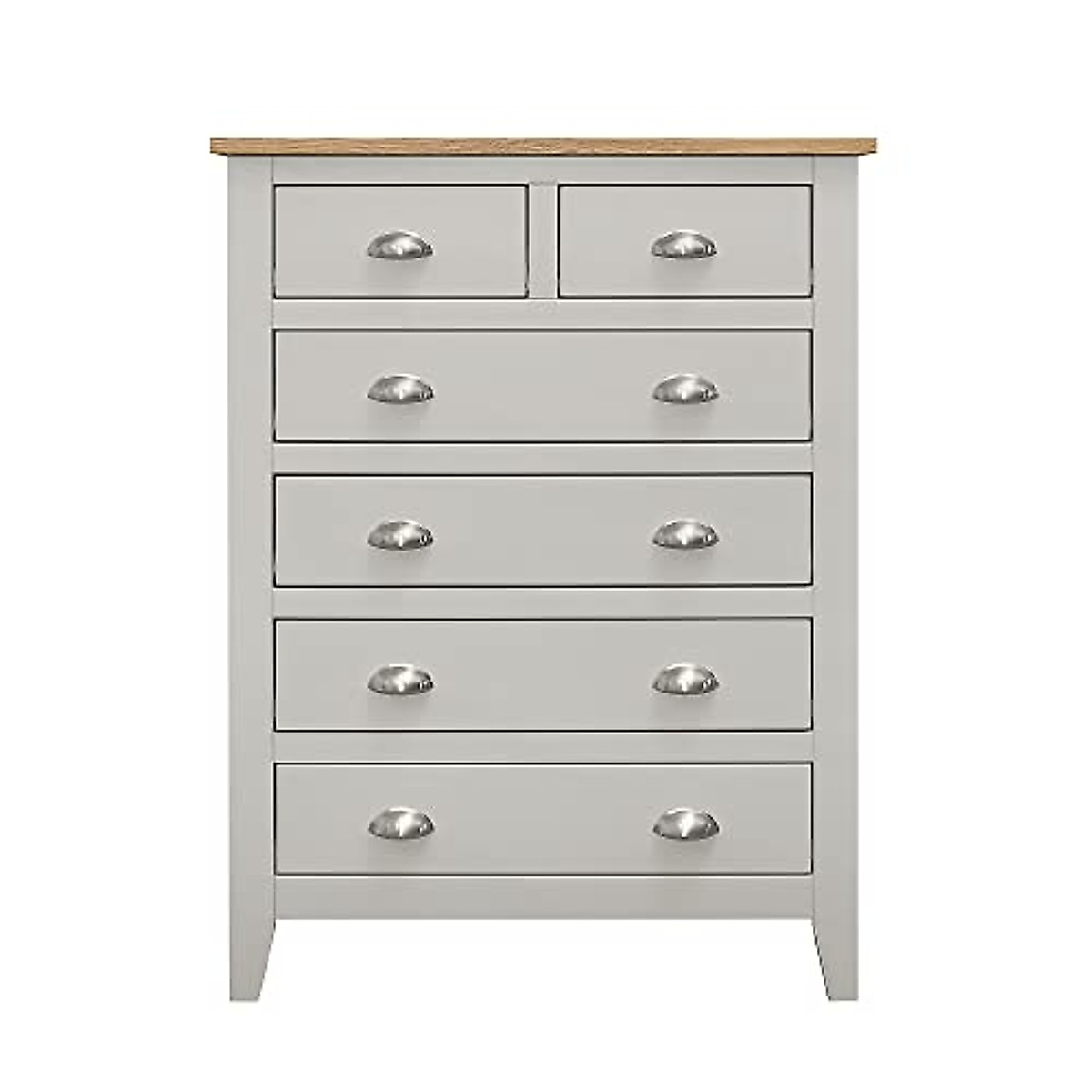 Knocbel Classic 6-Drawer Chest for Bedroom, Living Room Nursery Room Bedroom Dresser Storage Chest of Drawers (Gray and Oak Chest)
