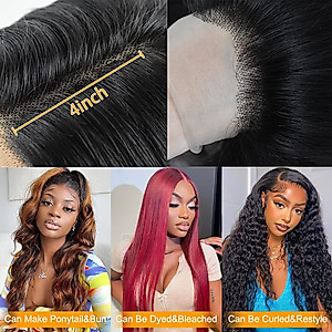 Mariska Lace Front Wigs Human Hair Straight 4x4 Closure wigs for Black Women 150% Density Brazilian Virgin Human Hair Wigs Pre Plucked with Baby Hair Natural Color