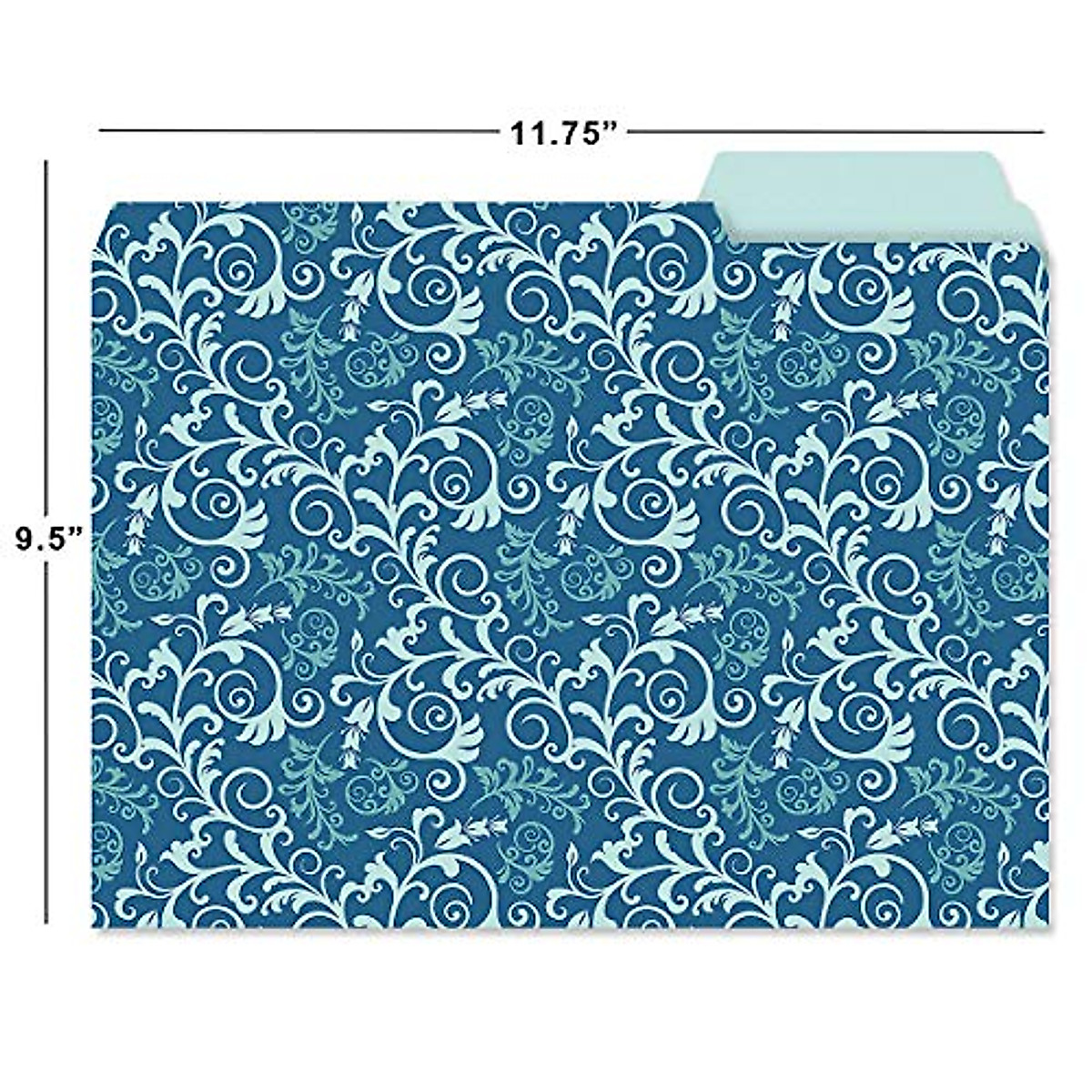 Coastal Blues File Folder Value Pack - Set of 24 File Folders with Staggered Tabs, 6 Designs, Graphic Geometric Print, Office Supplies, Letter Size,  9 ½  x 11 ¾ Inches