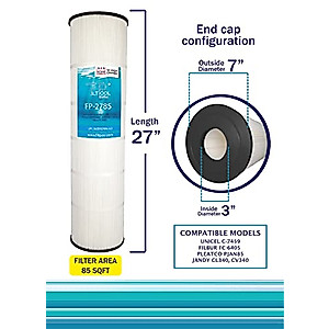 FILTPOOL FP-2785, Jandy CL340, CV340 A0557900, R0554500, Pleatco PJAN85, Unicel C-7459, Filbur FC-0800, 6405, 4Pack