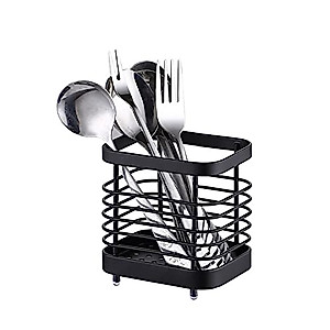 ANHORTS Sink Caddy, Sink Sponge Holder, Kitchen Sink Organisers, Cutlery Drainer for Kitchen Utensil, Stainless Steel Sink Caddy, Rust Proof Sponge Caddy (black)