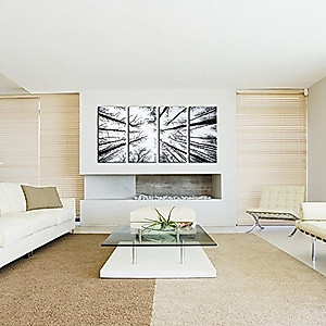 LevvArts - Black and White Forest Canvas Wall Art Low Angle View Aspen Trees Picture Print on Canvas,San Juan National Forest,4 Panels Framed Artwork for Modern Home Wall Decoration