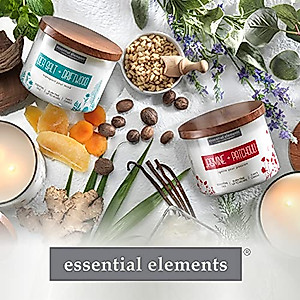 Essential Elements by Candle-lite Scented Candles, Jasmine & Patchouli Fragrance, One 9 oz. Single-Wick Aromatherapy Candle with 50 Hours of Burn Time, Off-White Color