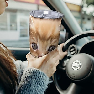 Cute Cat Tumbler with Lid and Straw 20oz Stainless Steel Car Cup for Hot and Cold Drinks, Double Wall Insulated Travel Coffee Mug Reusable Drink Thermos Cup Birthday Gifts