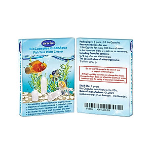 Bio Starter Aquarium Booster Fish Tank Water Cleaner Digester of Excess nutrients Makes Water Healthy Reduces The Amount of Nitrite and Ammonia Reduces The Need for Aquarium Cleaning, 10 caps.,1/4 oz