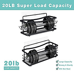 Virgorack Stainless Steel Adhesive Shower Caddy, Bathroom Basket Shelf with Soap and Toothbrush Holder, Wall Mounted No Drilling Storage Organizer Racks with Hooks (Black 4 Pack)