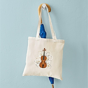 CafePress Violin Swirls (For Dark Colours) Tote Bag Canvas Tote Shopping Bag