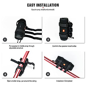HeyMoonTong Portable Speaker Mount for Wireless Bluetooth Speakers with 7.5''-12.5'' Circumference, Waterproof Adjustable Strap Accessory Holder Fits UTV Golf Cart Bike or Boat Railing/Cross bar/Frame