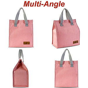 Mziart Minimalist Lunch Bag, Reusable Insulated Lunch Bag for Women Men Lunch Box Container Leakproof Simple Bento Lunch Tote Adults Lunch Cooler Bag for Work Office Picnic or Travel (Pink)