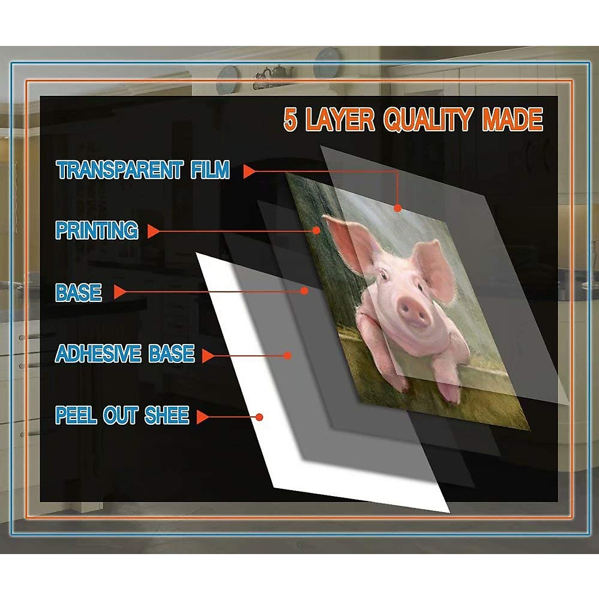 Oil Painting of Animal Cute Pig Dishwasher Door Cover Removable Vinyl Panel Decal Magnetic Refrigerator Stickers 23" W x 26" H