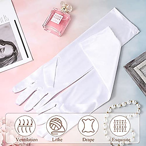 1920s Long Evening Satin Elbow Gloves Opera Gloves Stretch Bridal Wedding Prom Party Costume Accessories Gloves for Women (White, 15 Inch)