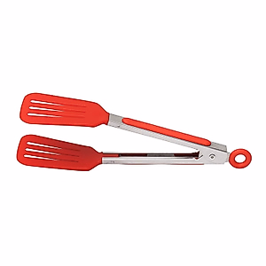 Cuisinart GR-M3 STACK5 Multi-Functional Grill with Heavy Duty Small Grill Brush and 8-Inch Nylon Flipper Tongs Bundle (3 Items)