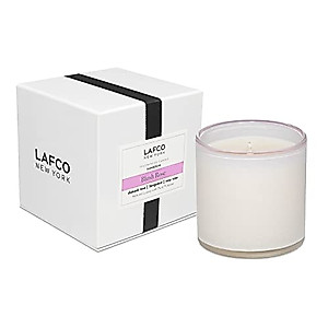 LAFCO New York Classic Candle, Blush Rose - 6.5 oz - 50-Hour Burn Time - Reusable, Hand Blown Glass Vessel - Made in The USA