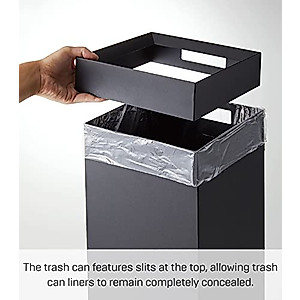 YAMAZAKI home 4489 Tall Trash Can-Modern Garbage Waste Basket with Handle, One Size, Black