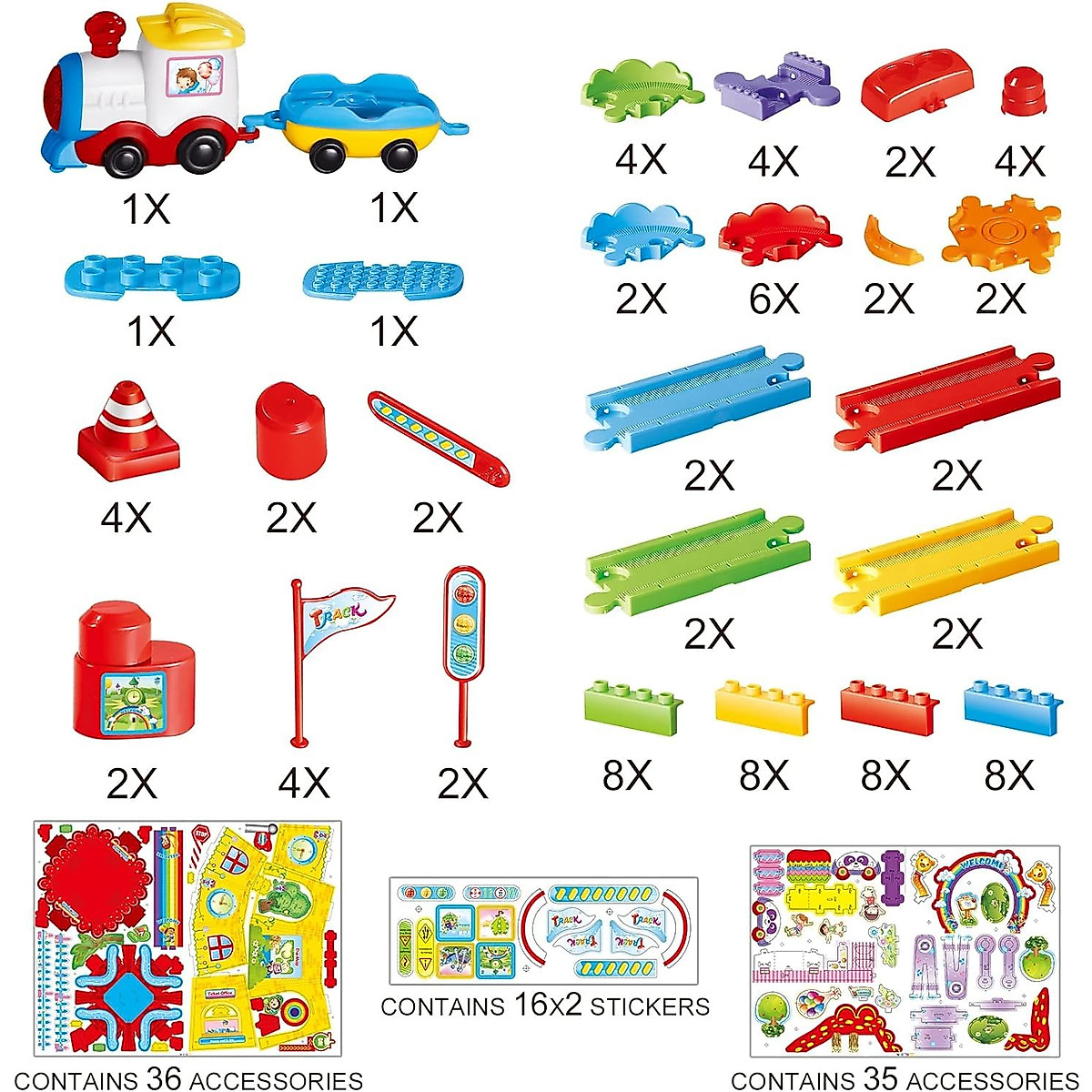 Toy Train Sets with Railway Tracks, 189 pcs Train Toys with Lights and Sounds, 3D Puzzles Long Train Track for Boys Girls 2,3,4,5,6,7 Years Old Birthday Train Toys Gift