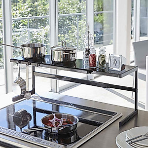 YAMAZAKI home 4481 Expandable Support Rack-Kitchen Storage Shelf Organizer, One Size, Black