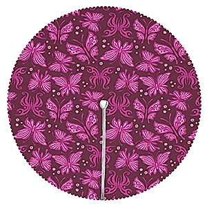 Butterfly Pattern round outdoor tablecloth,Round Tablecloth with Umbrella Hole and Zipper for Patio Garden,Waterproof Spill-Proof,for umbrella table Patio Garden(52" Round,Magenta Baby Pink Maroon)