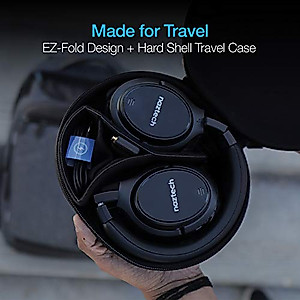 Naztech Driver ANC 1000 Active Noise Cancelling Bluetooth Wireless Headphones w/Mic Up to 50H Playtime for TV, Online Class + Home Office (Black) 15136