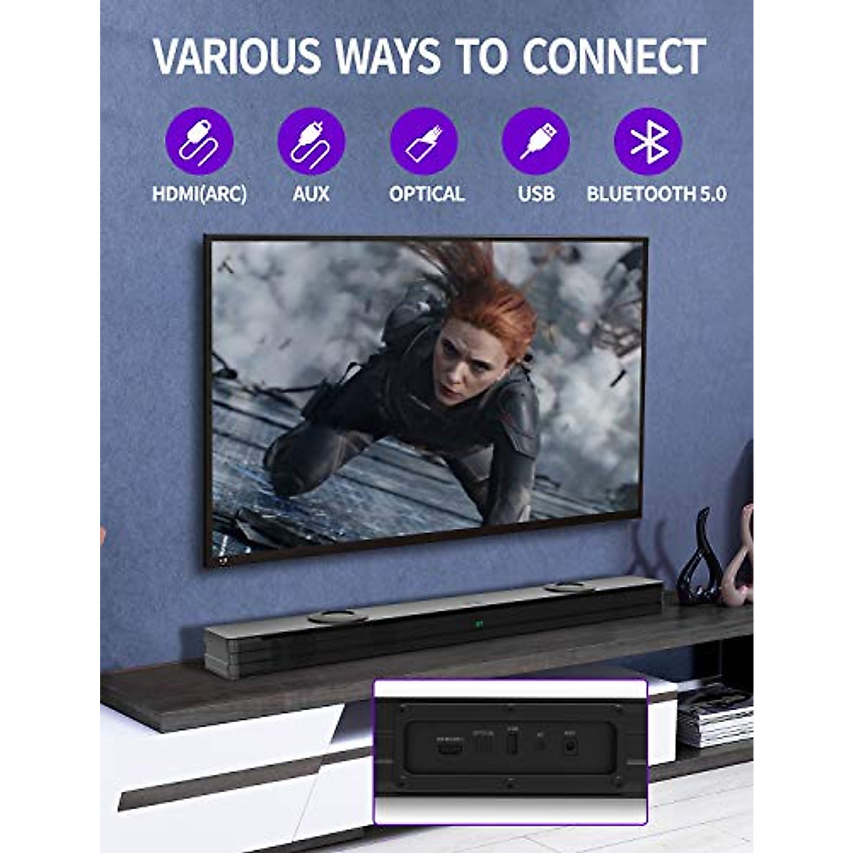 Sound Bar, Sound Bar with Dual Built-in Subwoofer, 38 Inch 2.1 Sound Bar for TV, 90W Wired & Wireless Bluetooth 5.0, HDMI/Optical/Aux/USB, Wall Mountable, Surround Sound System for Home Theater 2023