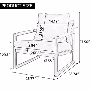 LKTART Accent Chair with Durable Square Metal Frame Cushion Single Sofa Chair Mid Century Modern Reading Comfy Lounge Chair Upholstered Armchair for Living Room Bedroom Office Blue