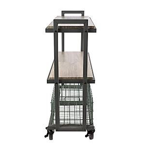 Atlantic Modular Mobile Storage Cart System, with Interchangeable Shelves & Baskets, Powder-Coated All-Steel Frame, 3-Tier, Caster Wheels for Mobility, PN 23350330, in Kale Green