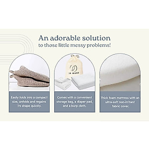 IK MART – Baby Changing Basket – 100% Cotton Rope Diaper Basket - Changing Pad, Portable and Waterproof - with Extra Pad and Burp Cloth - Lighter in Weight - Boho Nursery Decor