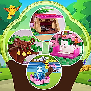 HOGOKIDS Tree House Building Toy with LED Light - 613PCS STEM Treehouse Girl Building Block Set with Fountain Animals, Birthday Gifts for Girls Boys Kids Ages 6 7 8 9 10 11 12+